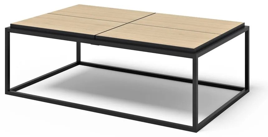 Konferenční stolek s deskou v dekoru dubu v černo-přírodní barvě 75x120 cm Douro – TemaHome
