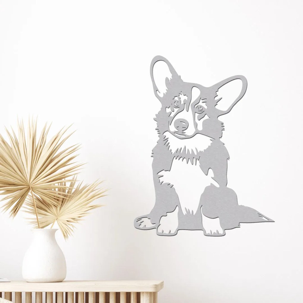 dřevo života Dřevěná dekorace psa Corgi Rozměry (cm): 23x30, Barevný vzor: Bílá