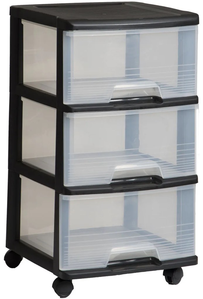 Curver Regálek se Šuplíky černý 3x20l, šířka 37 cm