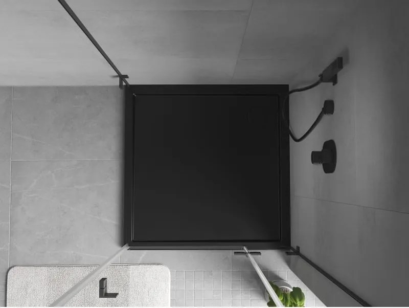 Mexen Flow čtvercový sprchový kout slim 100 x 100 cm, černý mat - 46S701010