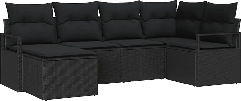 Set pohovek 6 ks Černá polyratan 3346453