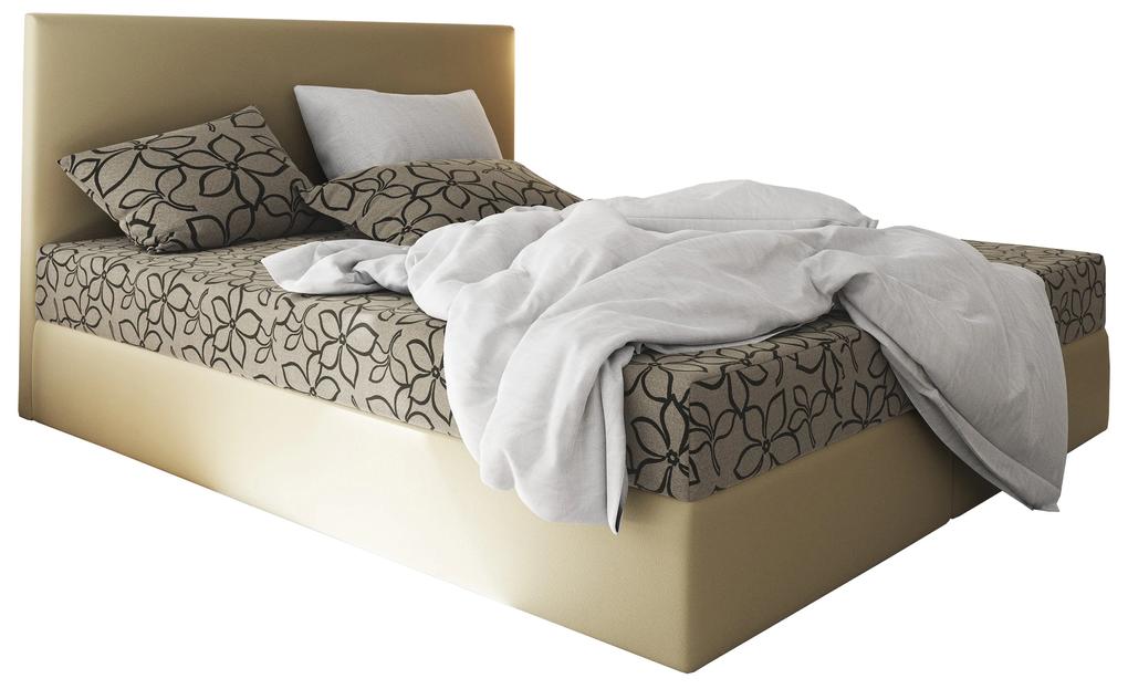Manželská postel Boxspring 140 cm Lilac Comfort (vzor + béžová) (s matrací a úložným prostorem). 1056065