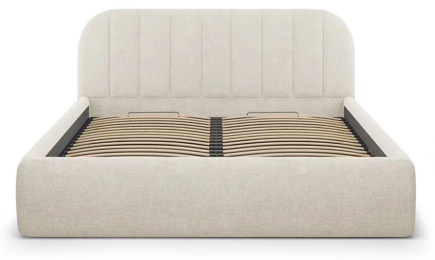 Krémová čalouněná dvoulůžková postel s úložným prostorem s roštem 180x200 cm Juno – Windsor &amp; Co Sofas