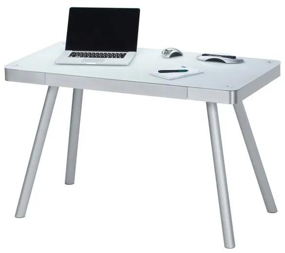 Sconto Počítačový stůl MAXWELL kov/bílé sklo