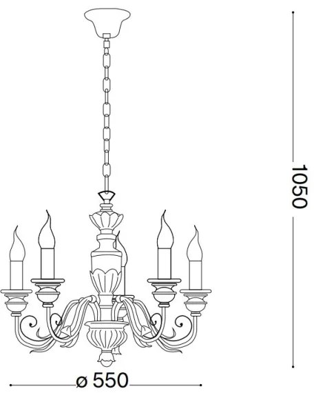 Ideal Lux - Lustr na řetězu FIRENZE 5xE14/40W/230V pr. 55 cm zlatá