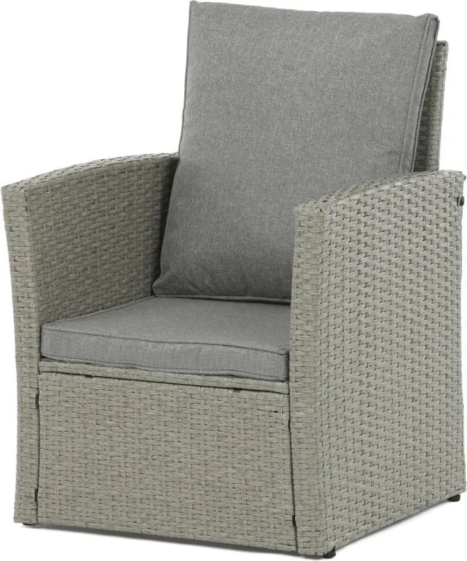 Zahradní sedací souprava AZS-A1523 GREY, polyratan, šedá (114 x 63) cm