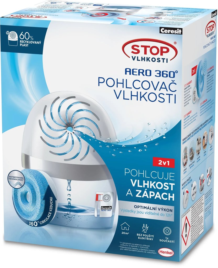 Pohlcovač vlhkosti stop vlhkosti aero 360° bílý 450 g