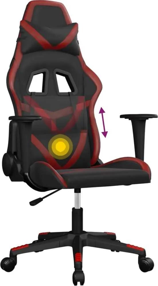 vidaXL Masážní herní židle umělá kůže [345430] Barva: Černá a šedá