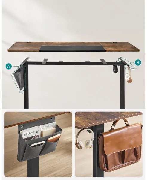 Výškově nastavitelný psací stůl SOLEA-X hnědá/černá