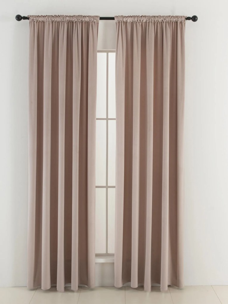 Sametové zatemňovací závěsy Cesar pudrové - 140 x 280 cm (2ks) - řasící stuha