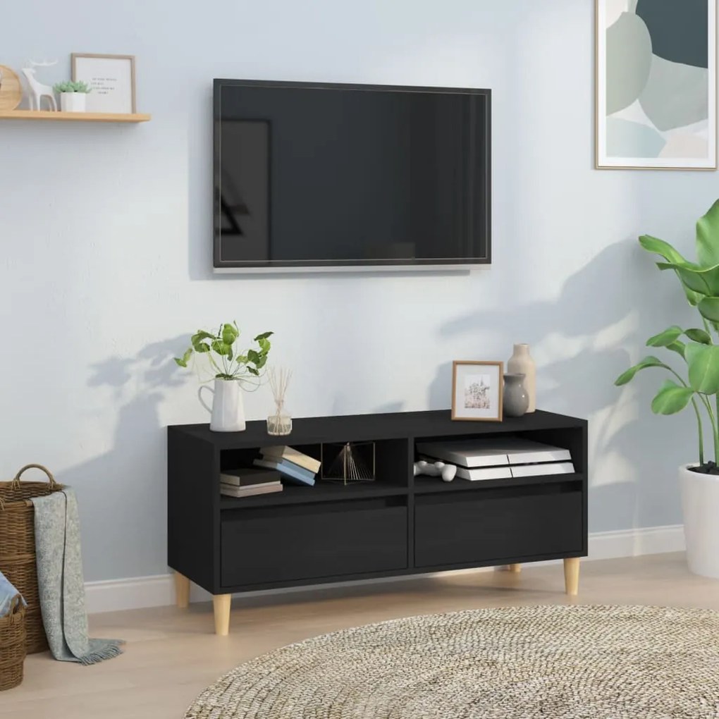 Tv Skříňka Černá 100 X 34,5 X 44,5 Cm Kompozitní Dřevo Černá - 34.5 cm / 100 cm