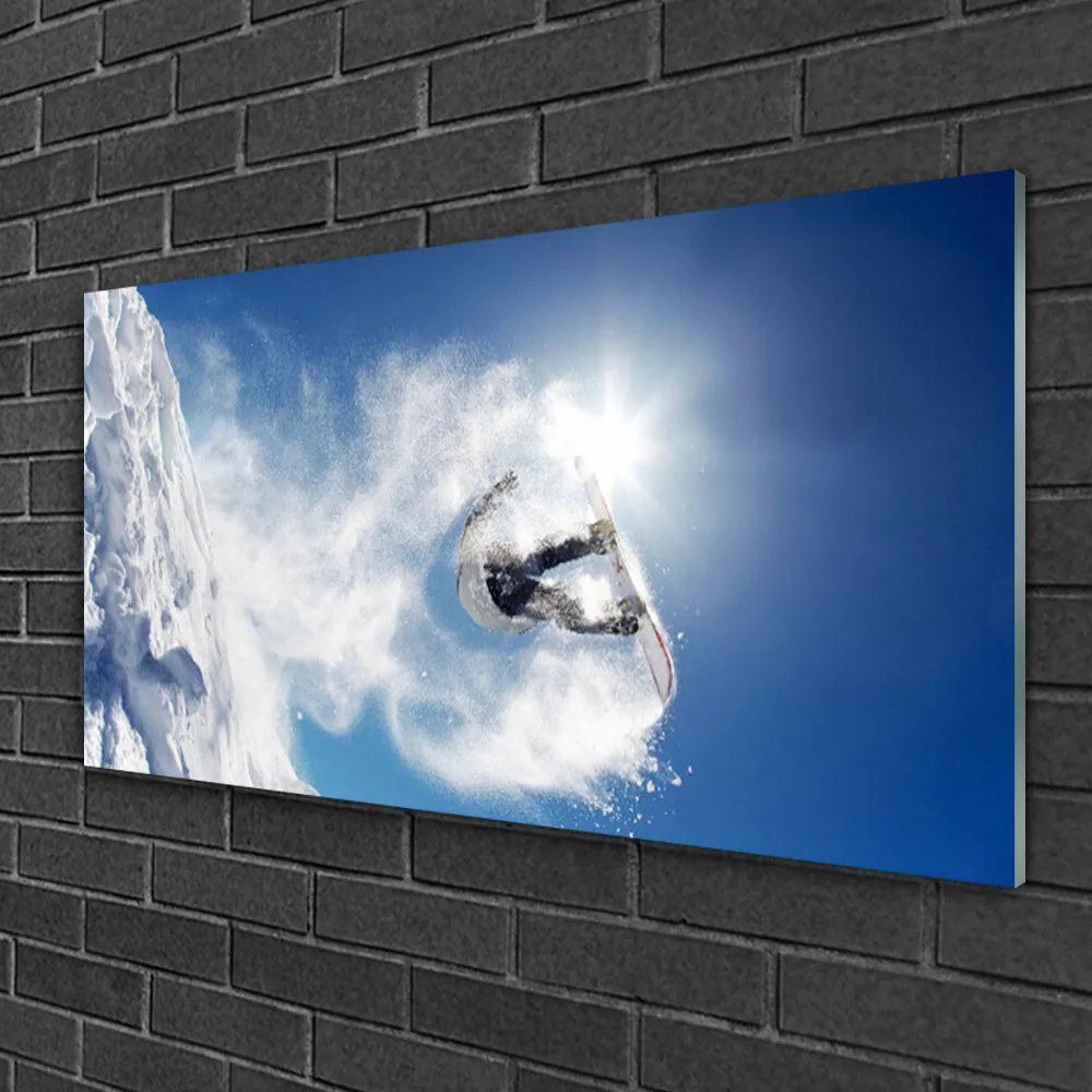 Obraz na skle Snowboard Sport Sníh Zima 100x50 cm