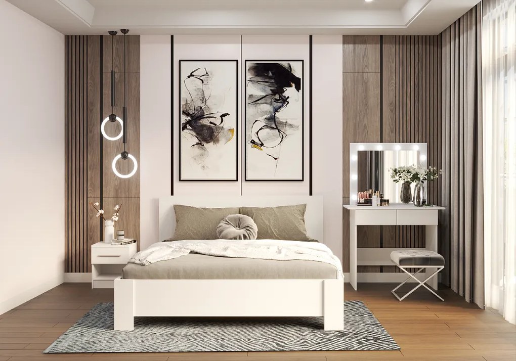 IDZ Toaletní stolek s LED osvětlením MINERVA II, 94 cm Bílá