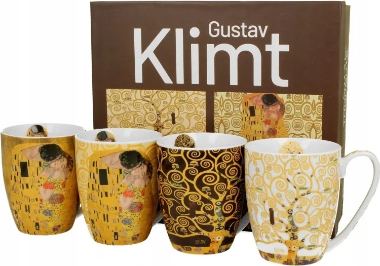4 šálky na kávu Klimt polibek strom porcelán