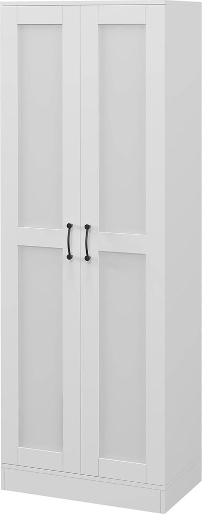HOMCOM Bílý úložný kabinet se 2 dveřmi a 4 policemi, moderní styl, multifunkční pro ložnici, kancelář, kuchyni, 60 x 36,5 x 175 cm
