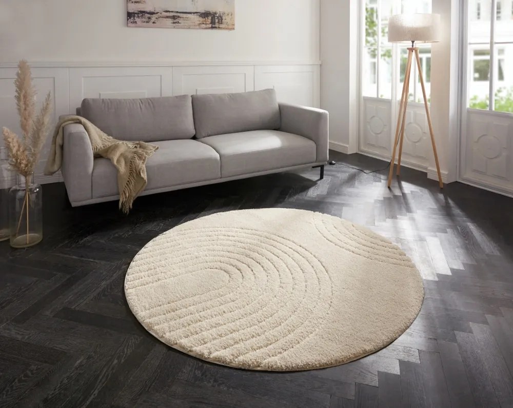 Hanse Home, Kusový koberec Norwalk 105104 cream kruh, 160x160 (průměr) kruh, bílá, ložnice