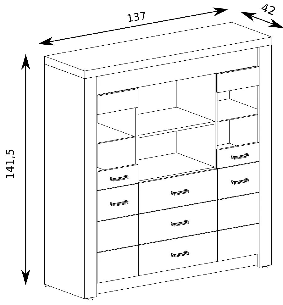 INDIANAPOLIS s | vitrína I-22 | 137 cm | jasan světlý