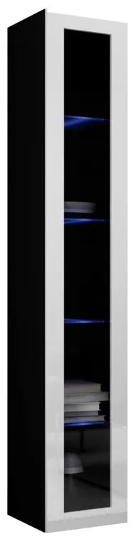 Vitrína Zigo sklo 180, Osvětlení: osvětlení LED - modré, Barva: černý / wotan