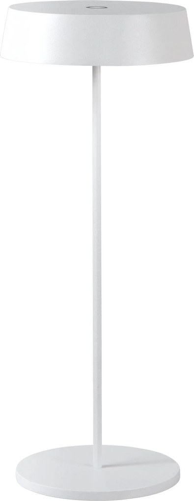 FAN LED-COCKTAIL-BCO Nabíjecí venkovní stolní svítidlo COCKTAIL bílá, kov, 2,2 W, 192 lm, 3000 K, stmívatelné, IP54, 29,5 x 12 cm - FANEUROPE