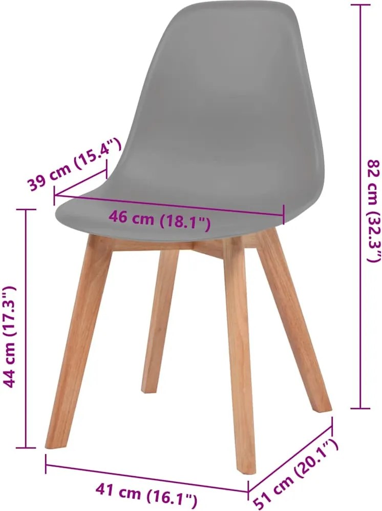 Jídelní židle 2 ks šedé plast 244774