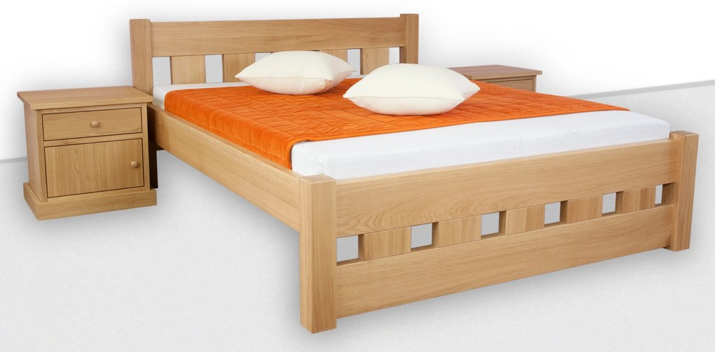 Krajča Manželská postel z masivu Megan 160 x 200 cm Povrchová úprava: Bez nátěru, Druh dřeva: Jasan