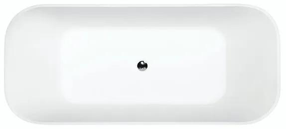 Besco Volně stojící vana z litého mramoru Assos S-Line BW Matt 160x70 Barva: Bílá/černá, Rozměry (cm): 160x70, Typ a barva výpustě: Click-Clack s horním čištěním, zlatá