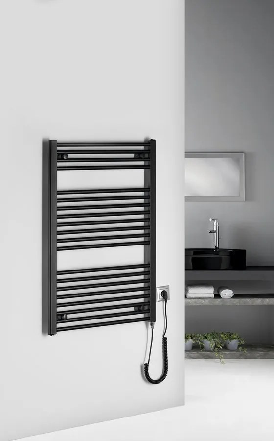 Aqualine Aqualine, DIRECT-E elektrické topné těleso, rovné, 600x960 mm, 400 W, černá, ILE96TB
