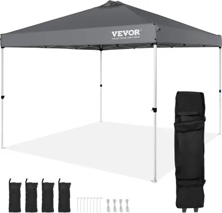 Párty stan Pop Up Canopy 3,05 × 3,05 m s přenosnou taškou pro kempování tmavě šedá