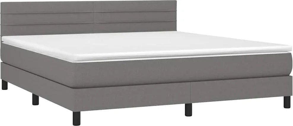 Box spring postel s matrací a LED tmavě šedá 180x200 cm textil 3133254