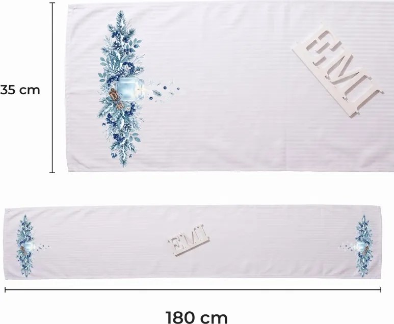 Damaškový ubrus Winter Blueberry 35x180 cm EMI