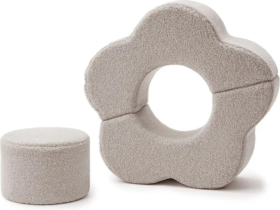 Světle šedé pěnové hřiště 3 ks z materiálu bouclé výška 27 cm 88x90 cm – Meowbaby