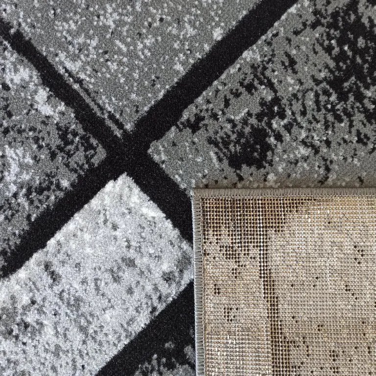 DY Šedočerný koberec s geometrickým vzorem Soho 15 Rozměr: 80x150 cm