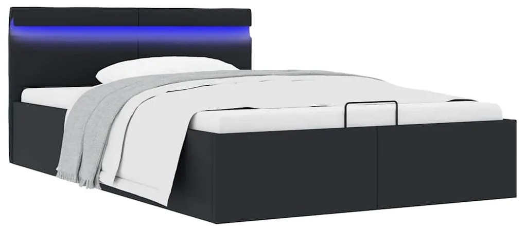 Rám postele LED s úložným prostorem černý umělá kůže 140x200 cm 285543