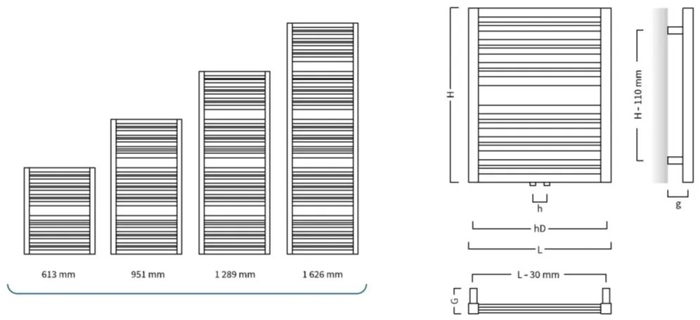 Hopa CODE 600 x 1289 mm RADCOD601335 koupelnový radiátor