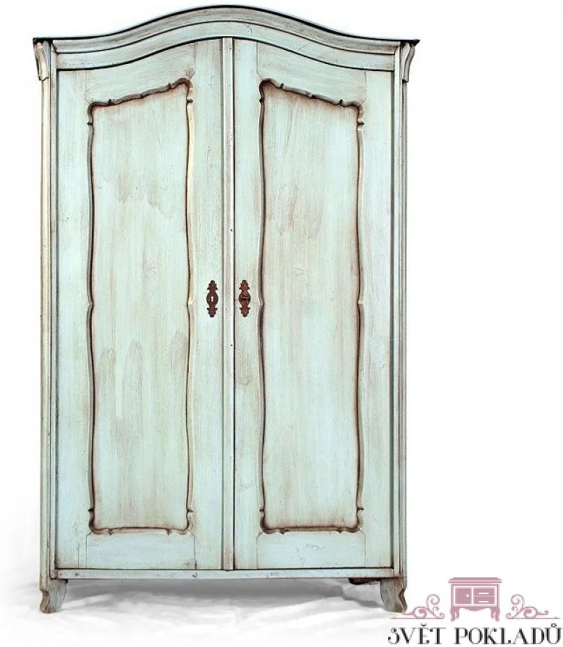 Modrá dvoudveřová šatní skříň z počátku 20.století