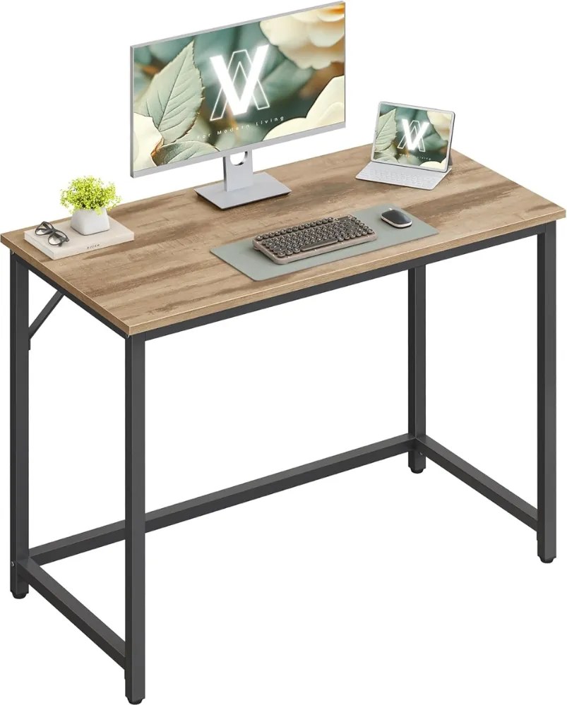 Kancelářský stůl DAVE, 100x50x75 cm, camel hnědá/černá Vasagle