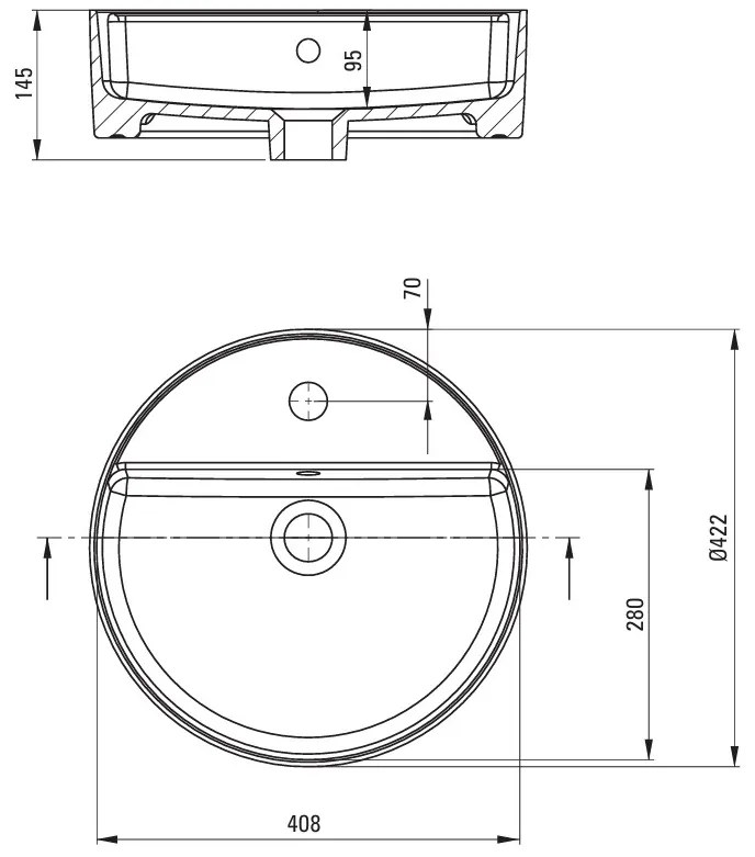 Deante Keramické washbasin, countertop, s tap shelf