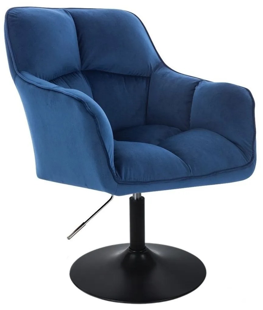 LuxuryForm DESIGN Otočné křeslo AMALFI VELUR na černém talíři - modré