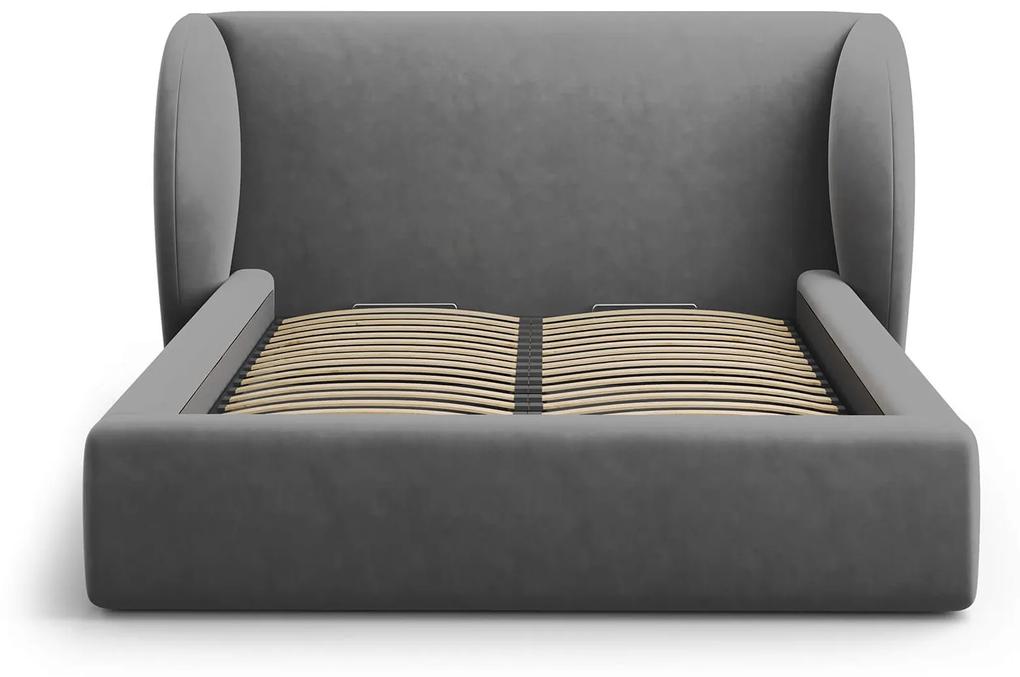 Čalouněná postel milany s úložným prostorem 180 x 200 cm šedá MUZZA
