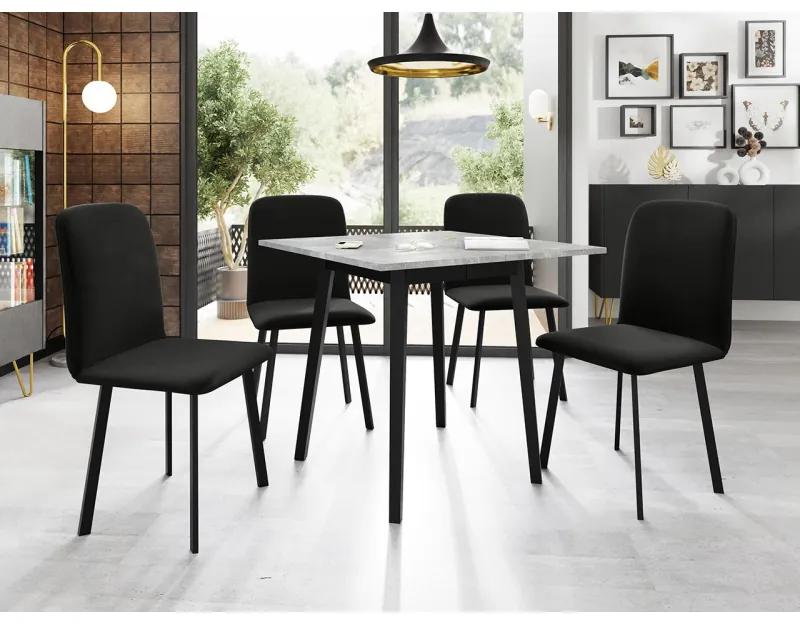 Rozkládací stůl Renkiz S 85/85 se 4 židlemi Lekoz, Barva dřeva: dub craft zlatý + černá, Potah: Amor Velvet 4311
