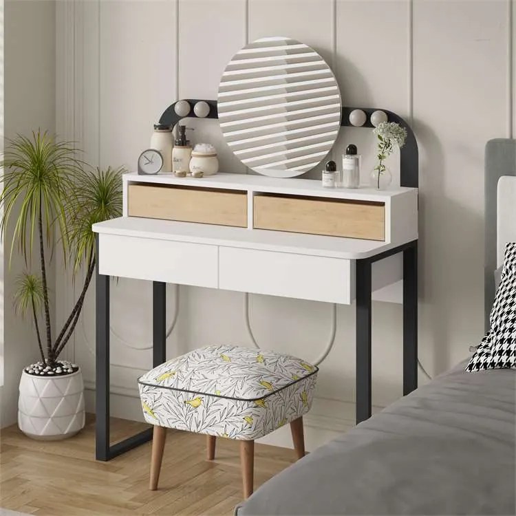 Toaletní stolek Houseland Lora bílý/dub safírový