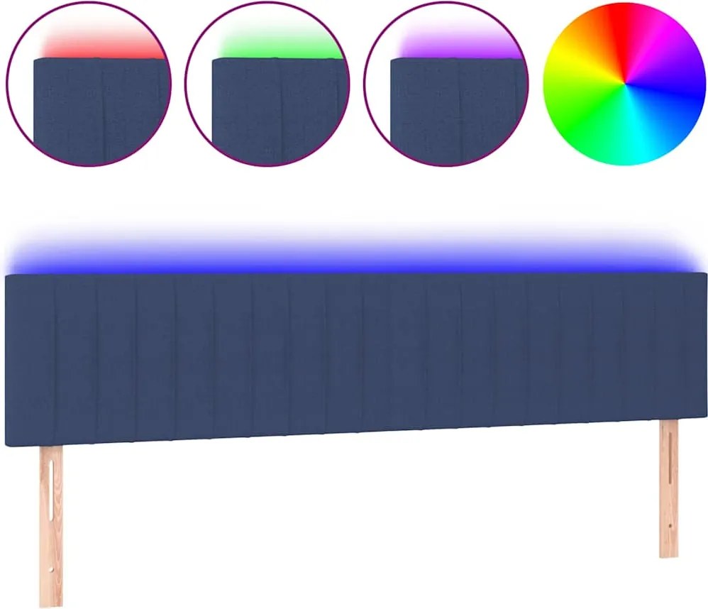 Čelo postele s LED modré 160x5x78/88 cm textil 3121862