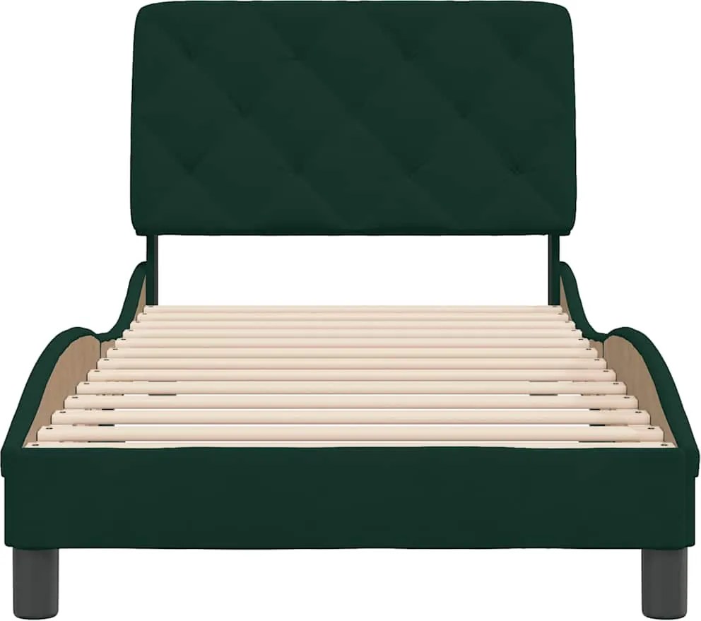 Rám postele bez matrace tmavě zelená 90 x 200 cm samet 3207902