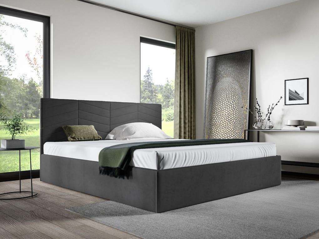 Eka Čalouněná postel ANNA 160x200 cm Barva látky Trinity: (2315) Tmavá šedá, Úložný prostor: Bez úložného prostoru