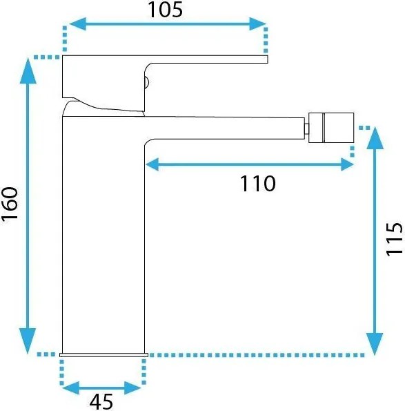Rea Argus, bidetová baterie h-160, grafitová matná, REA-B3004