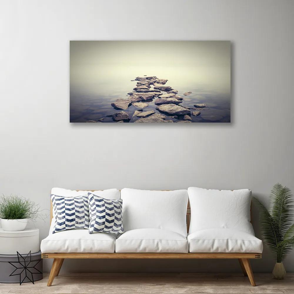 Obraz na plátně Kameny Voda Krajina 125x50 cm
