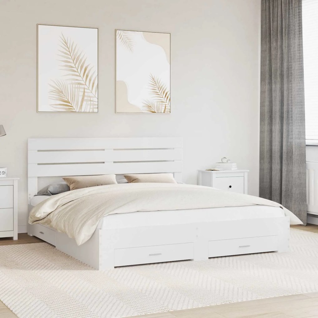 Rám postele se zásuvkou Bílá 180 x 200 cm Kompozitní dřevo 3411614