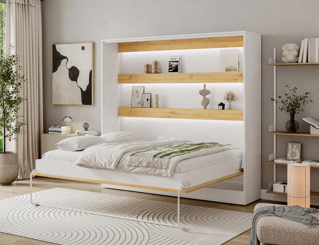 Devesto Sklápěcí postel Horizontální 160 Dub Artisan LED