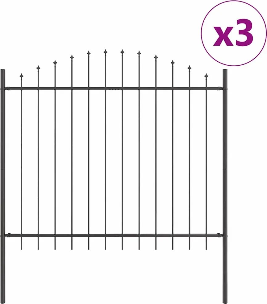 Zahradní plot WOERDEN 3 ks 170 x 190 cm Práškově lakovaná ocel 3360103