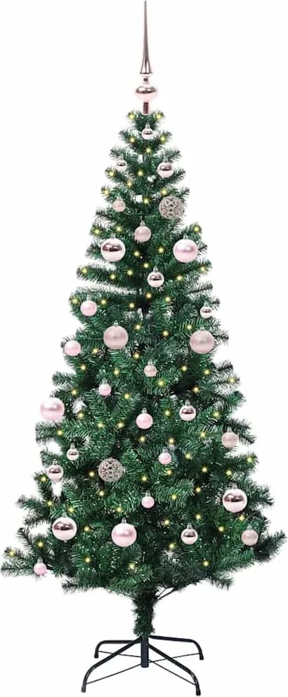 Umělý osvětlený vánoční stromeček Zelená 150 cm PVC a kov 3396751